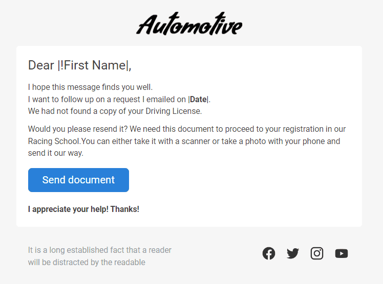 Polite follow-up email sample for a request to achieve your goals — Stripo.email