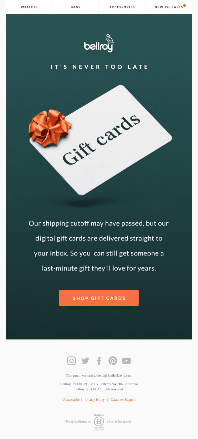 Gift card email examples to inspire your next record-breaking marketing ...