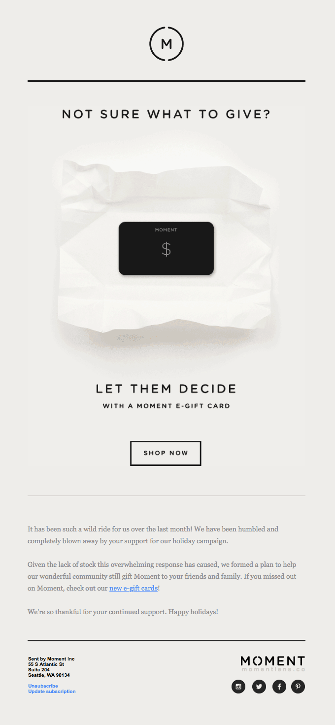 Gift card email examples to inspire your next record-breaking marketing ...
