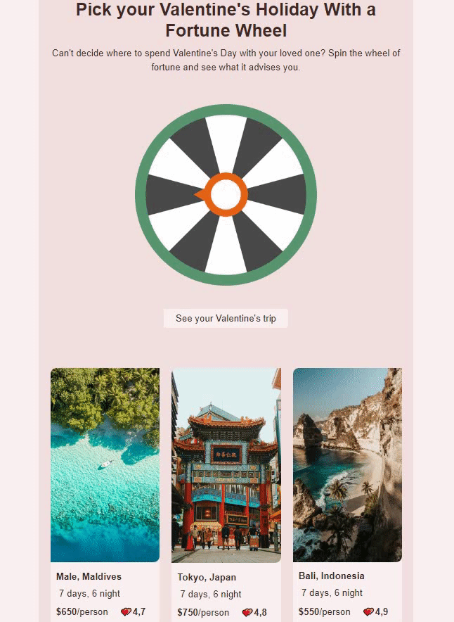 Interactive module generator: Wheel of Fortune — Stripo.email