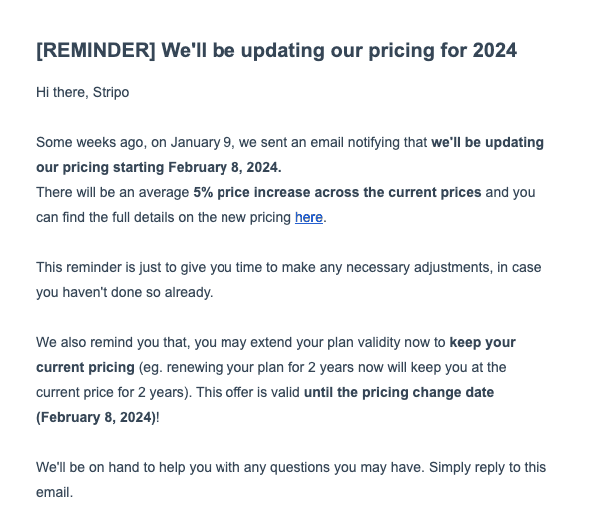 5 tips for writing effective pricing update emails (with SaaS examples) — Stripo.email