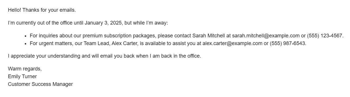 How to write an effective out-of-office email template — Stripo.email