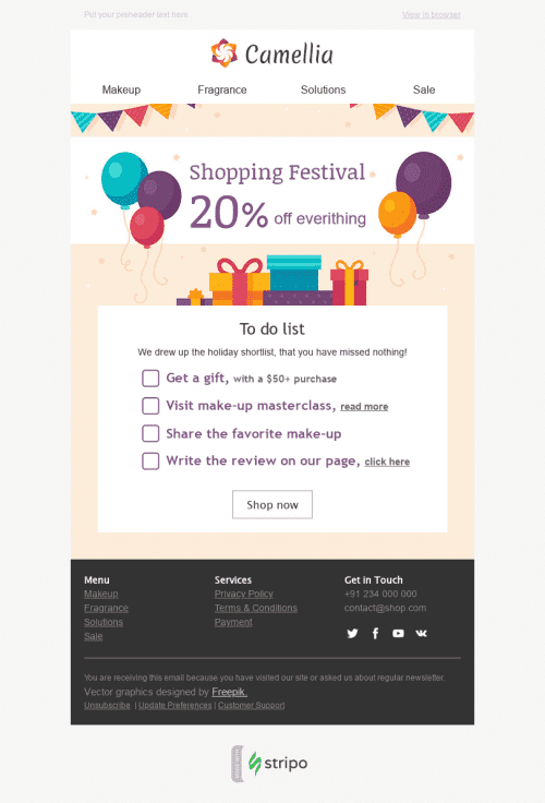 Holiday Shortlist Email Template by Stripo.email