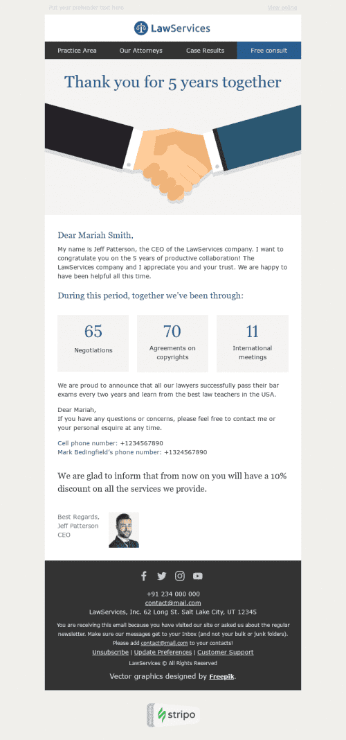 Winning Case Email Template by :full_name — Stripo.email