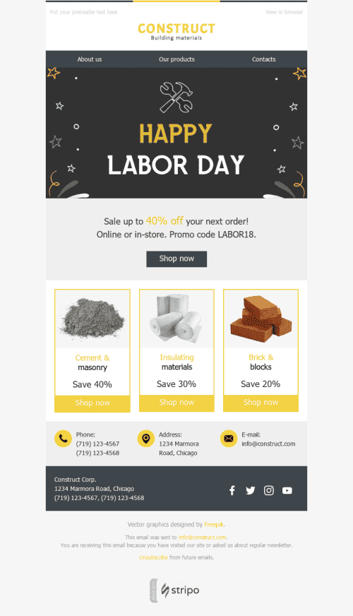 Labor Day Email Templates 📭 | Free Labor Day HTML Email Template ...