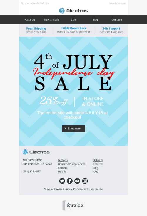July 4th Email Template by Stripo.email