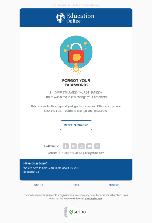 11 Password reset Email Templates 📭 | Free Password reset HTML Email ...