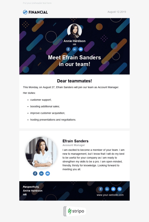 Meet The New Hire Email Template by Stripo.email