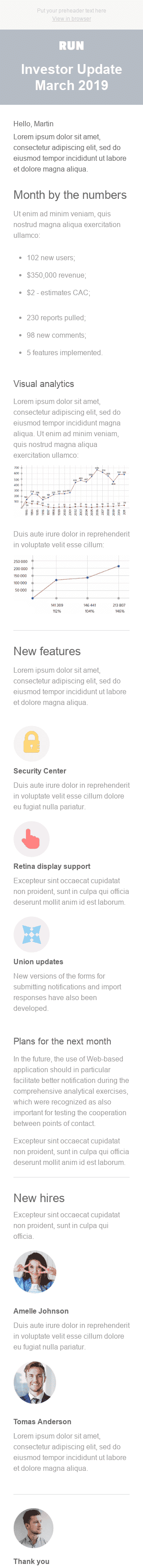 Investor Monthly Update Email Template by Stripo.email