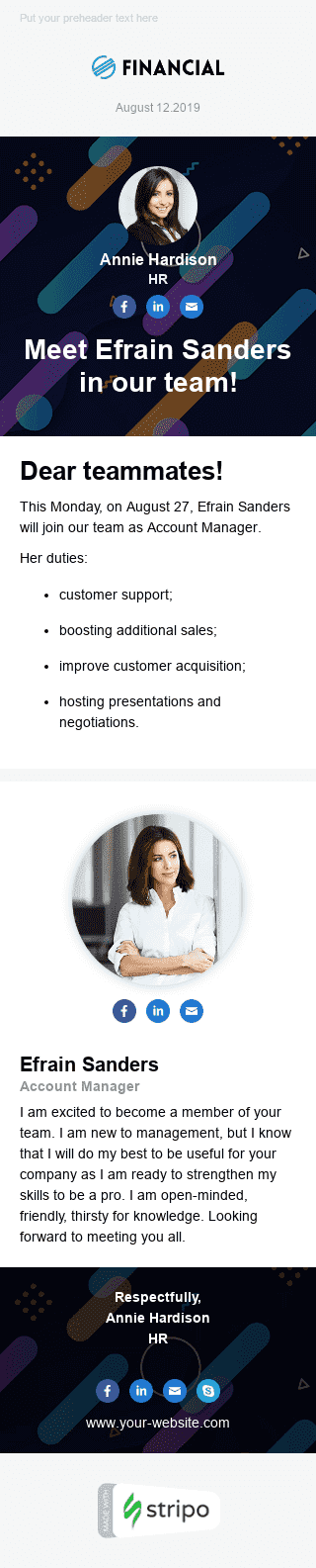 Meet The New Hire Email Template by Stripo.email
