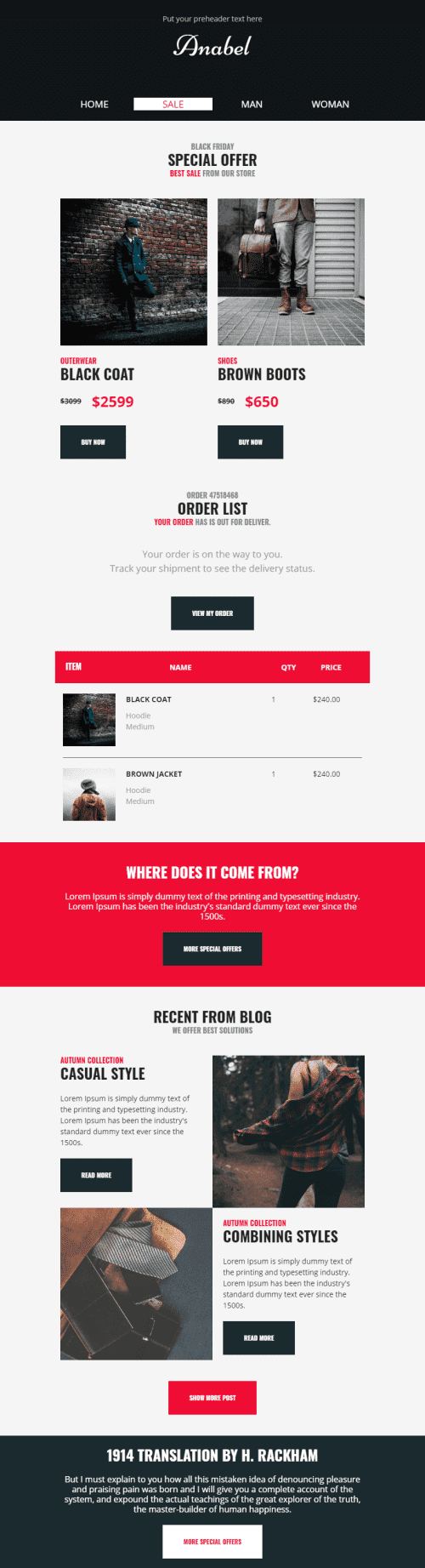Performance of Store Brands Email Template by Stripo.email