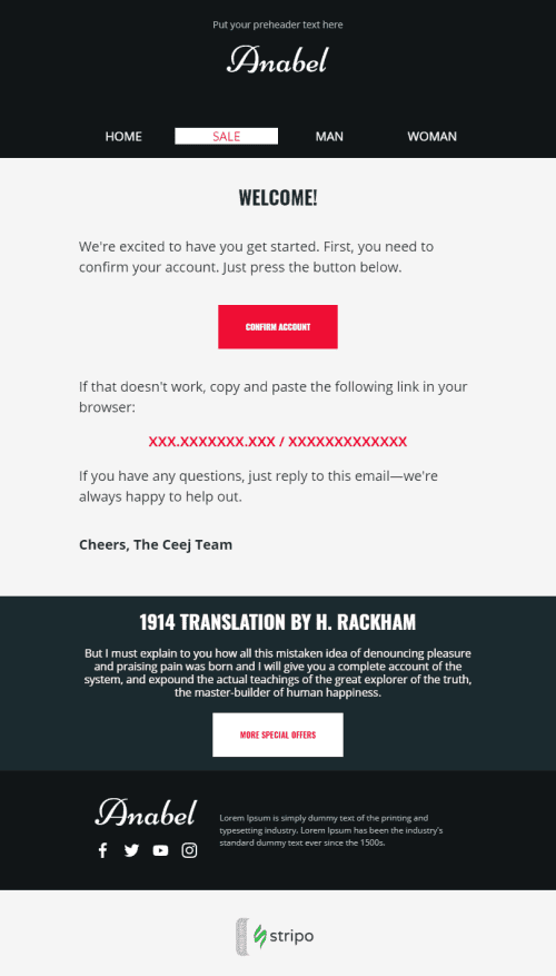 Classic Greeting Email Template by Stripo.email