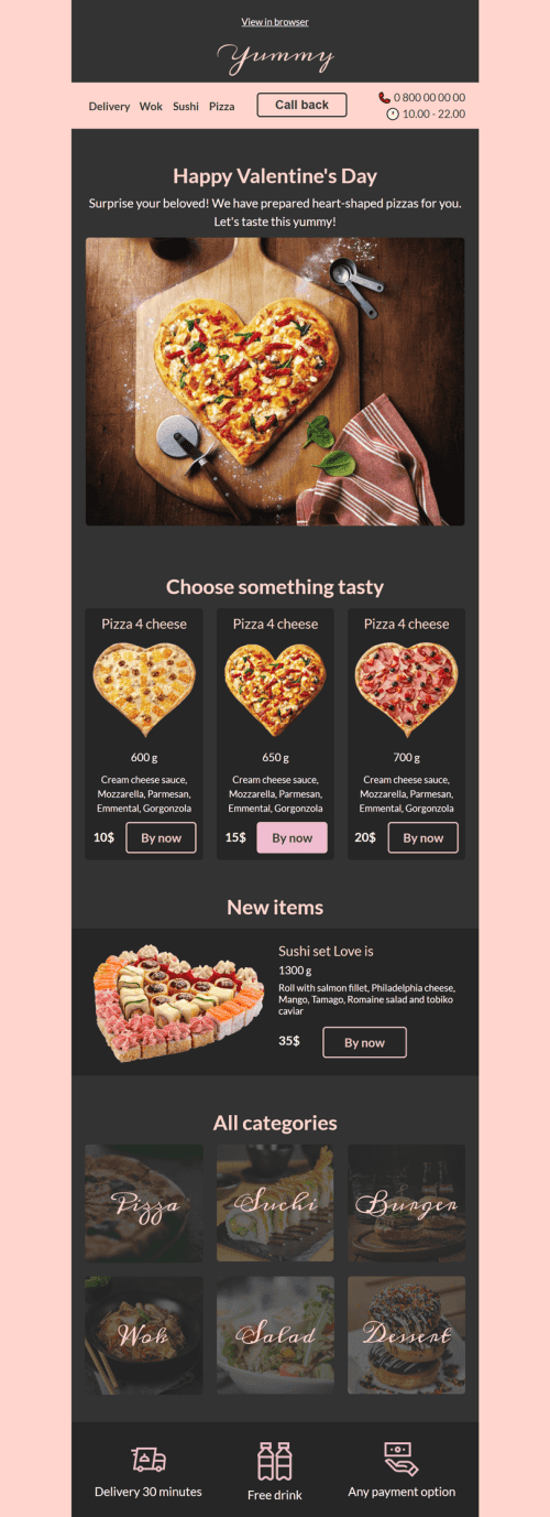 Pizza heart Email Template by Stripo.email