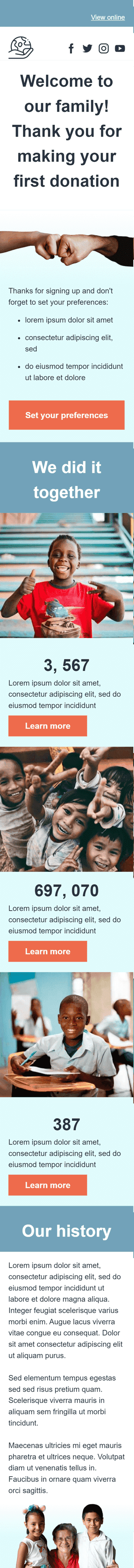 First donation Email Template by Stripo.email