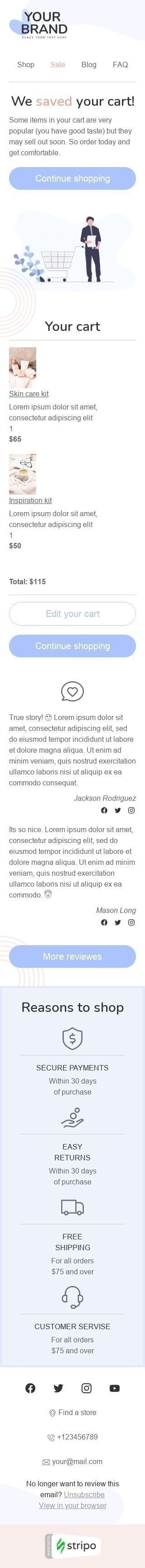 Saved cart Email Template by Stripo.email