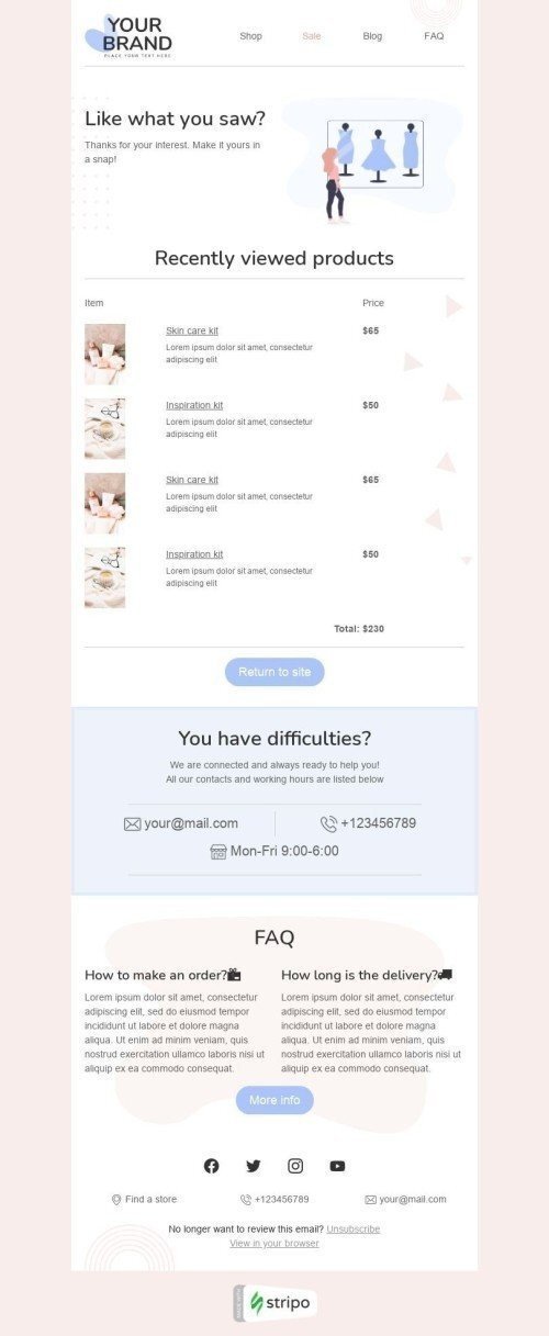 Recently viewed Email Template by Stripo.email