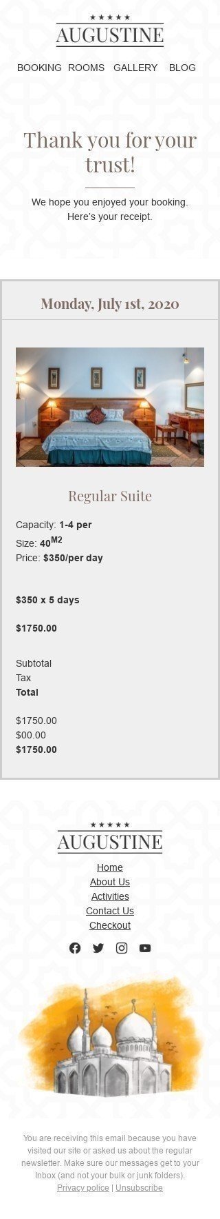 Enjoyed your booking Email Template by Stripo.email