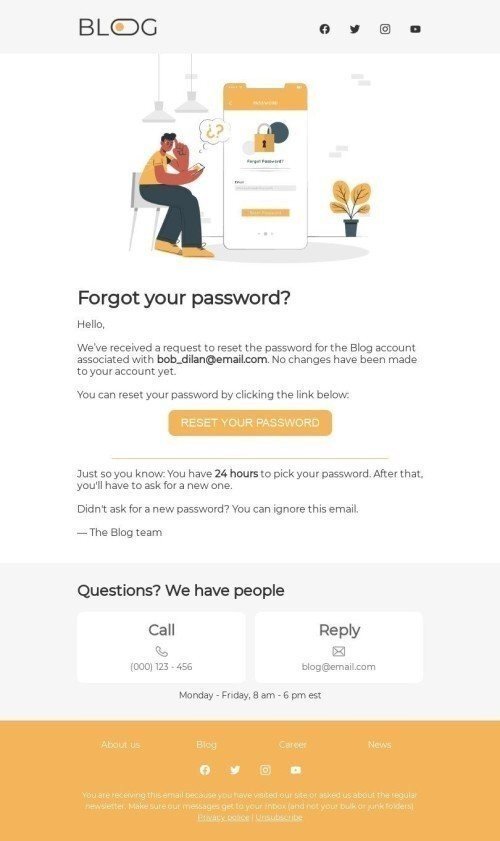 11 Password reset Email Templates 📭 | Free Password reset HTML Email ...