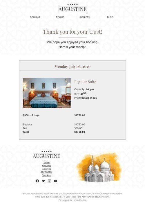 Enjoyed your booking Email Template by Stripo.email