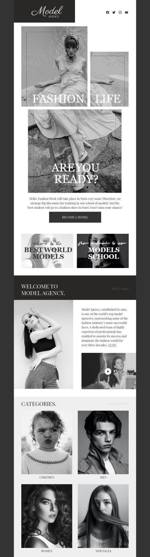 Model Agency Email Template by Stripo.email