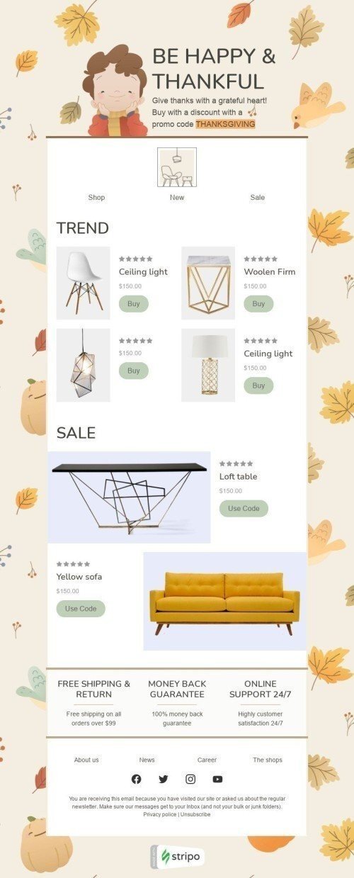 Email design ideas for Thanksgiving Day newsletters — Stripo.email