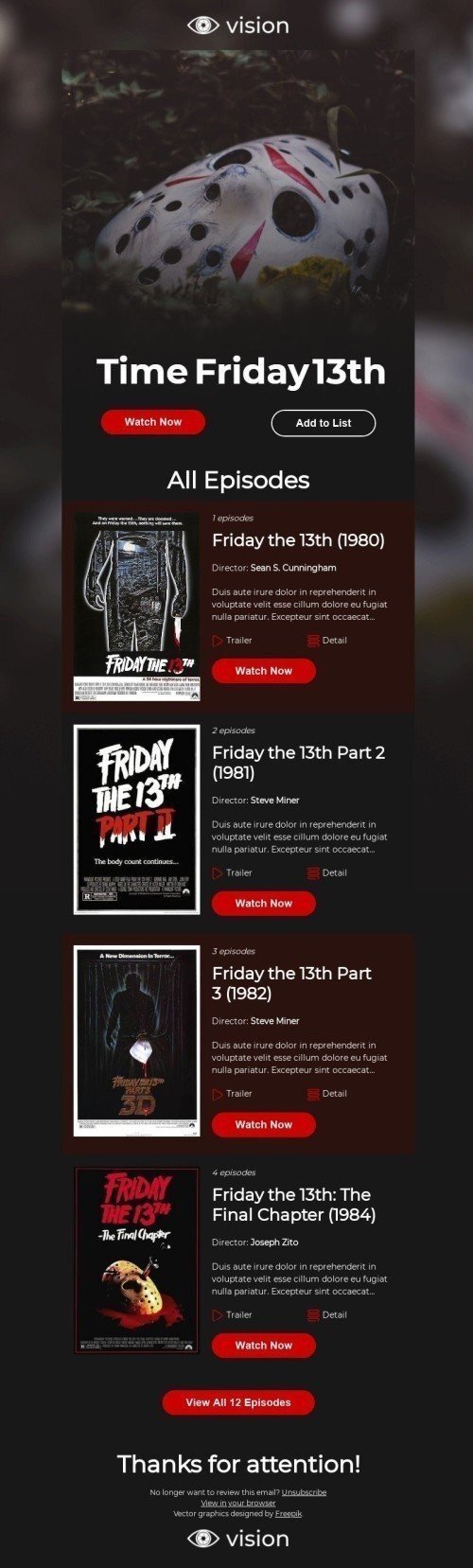 27 Movies Email Templates 📭 | Free Movies HTML Email Template — Stripo ...
