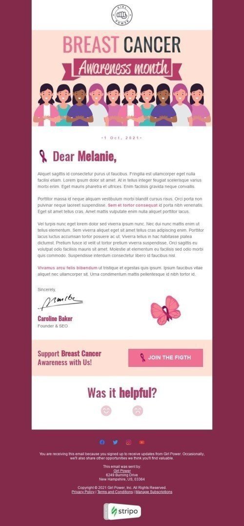 Support Breast Cancer Email Template by Stripo.email