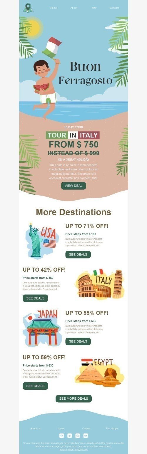 Tour in Italy Email Template by :full_name — Stripo.email