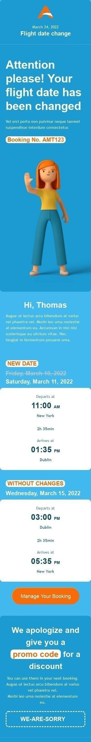 Flight date change Email Template by Stripo.email
