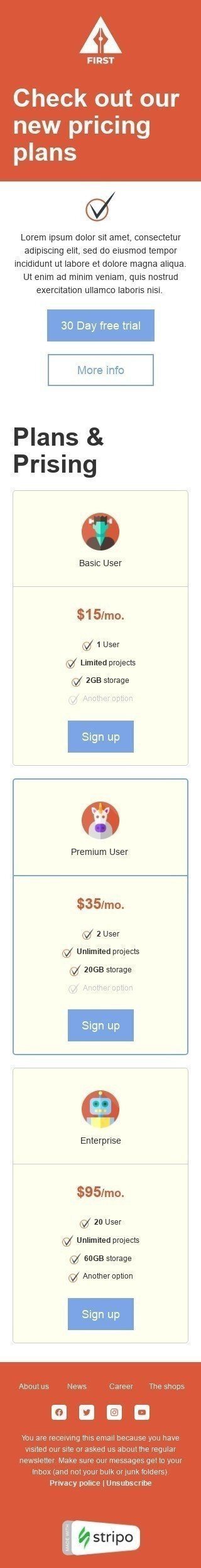 New pricing plans Email Template by Stripo.email