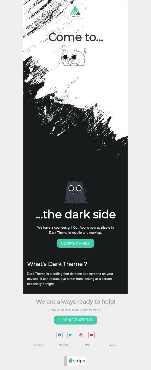 Dark theme Email Template by Stripo.email