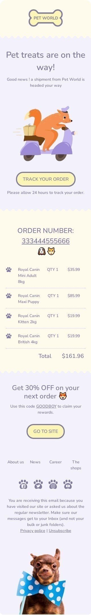 Pet treats are on the way Email Template by Stripo.email