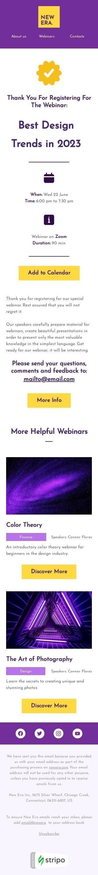 Thank you for registering Email Template by Stripo.email