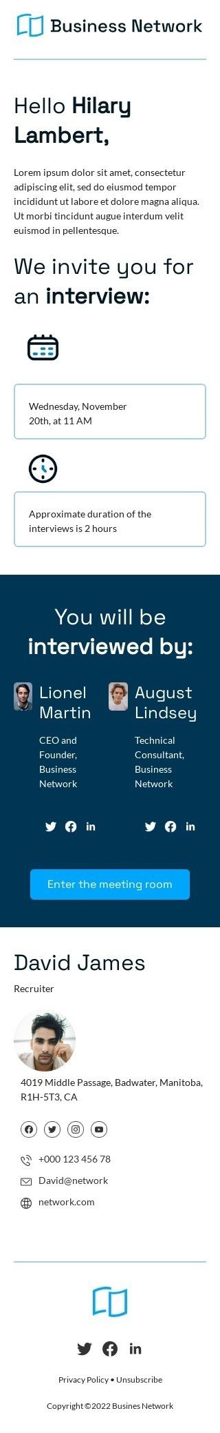 We invite you for an interview Email Template by :full_name — Stripo.email
