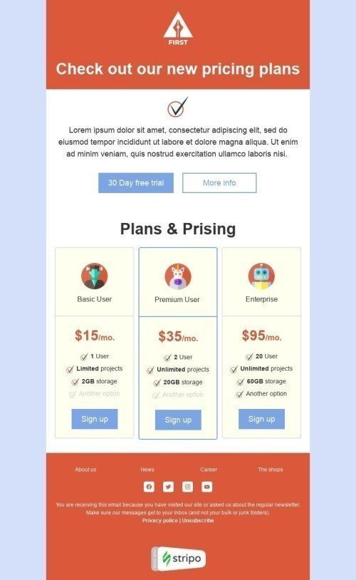 New pricing plans Email Template by Stripo.email
