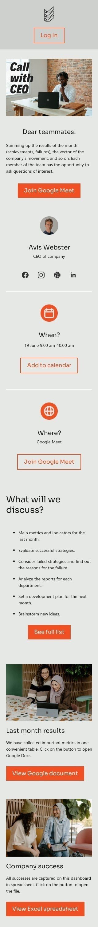 Call with CEO Email Template by Stripo.email