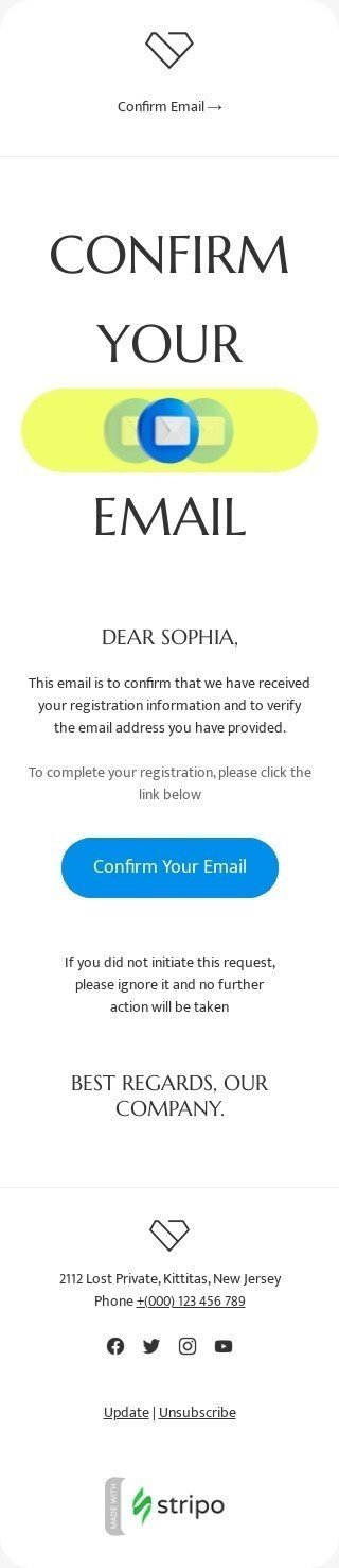 Complete your registration Email Template by Stripo.email