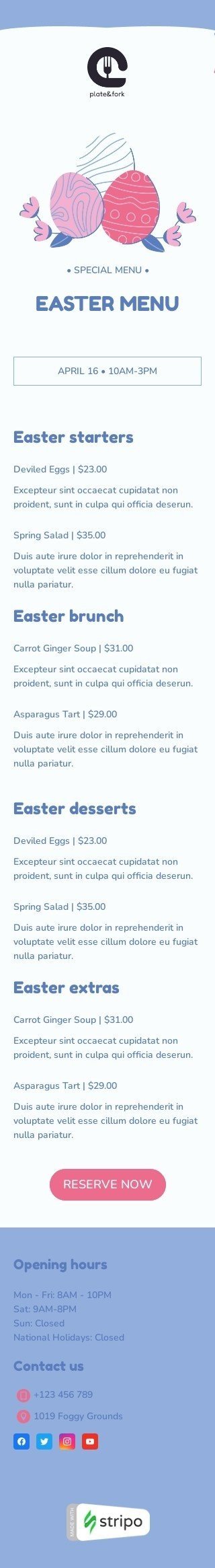 Easter menu Email Template by Stripo.email