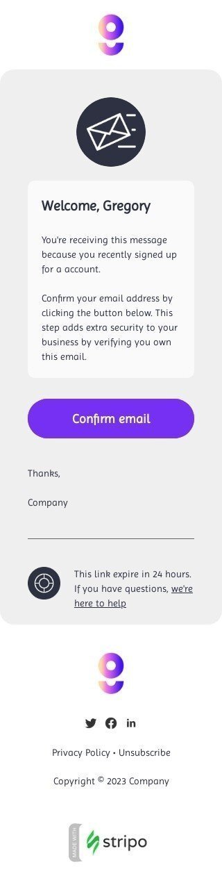 Account registration Email Template by Stripo.email