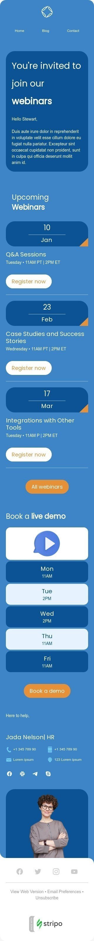 You're invited to join our webinars Email Template by Stripo.email