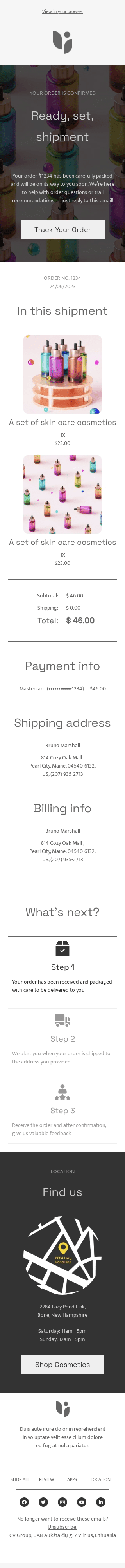 Prêt, prêt, expédié EModèle d`e-mail par :full_name — Stripo.email