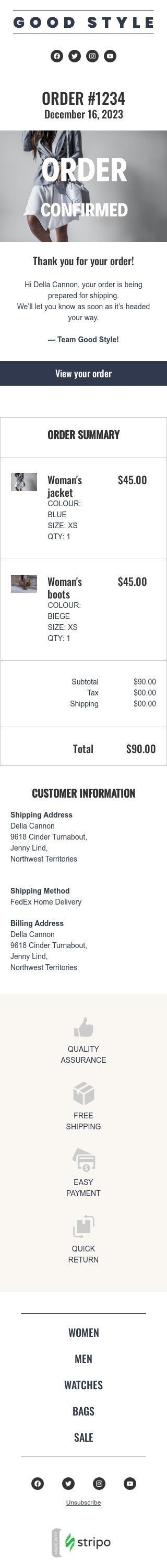 Order confirmed Email Template by Stripo.email