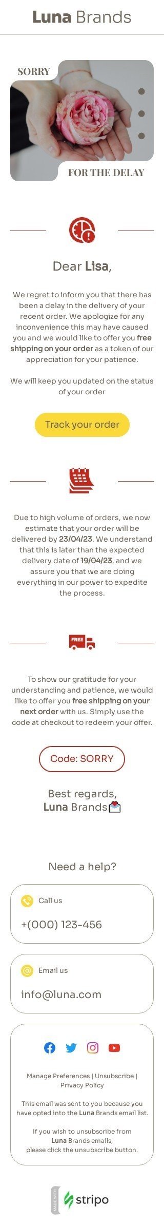 A sincere apology Email Template by Stripo.email