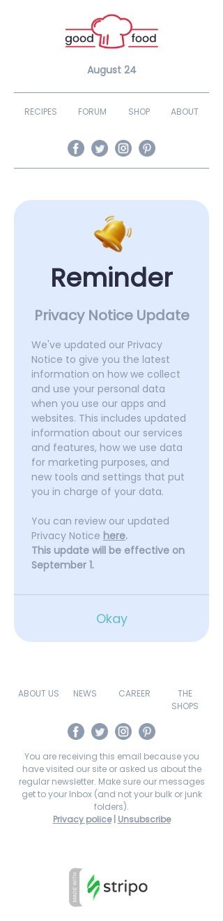Privacy notice update Email Template by Stripo.email