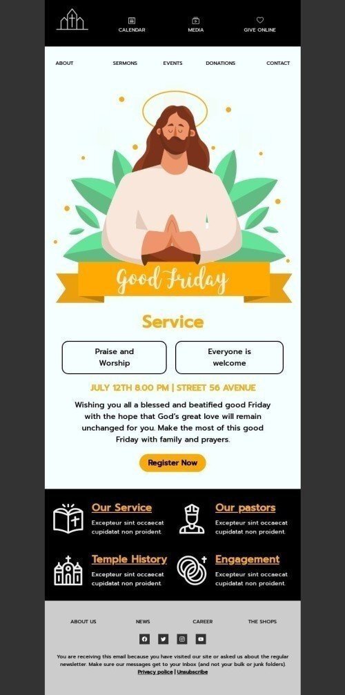 19 Church Email Templates 📭 | Free Church HTML Email Template — Stripo ...