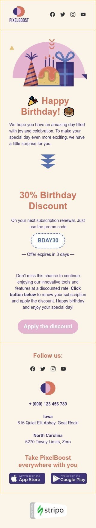 Enjoy your special day Email Template by :full_name — Stripo.email