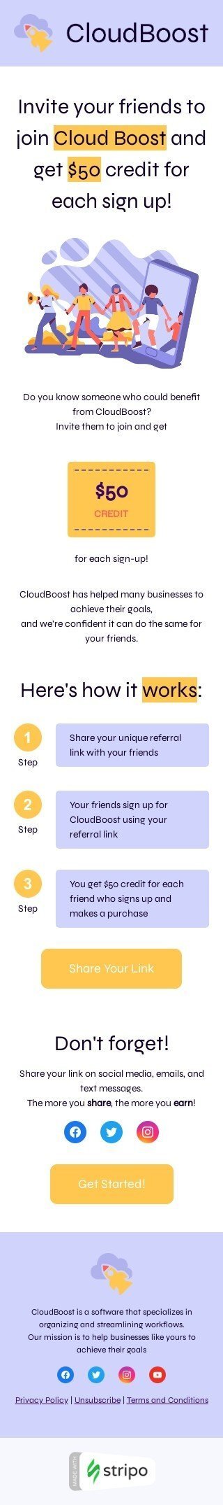 Refer friends, earn rewards! Email Template by Stripo.email