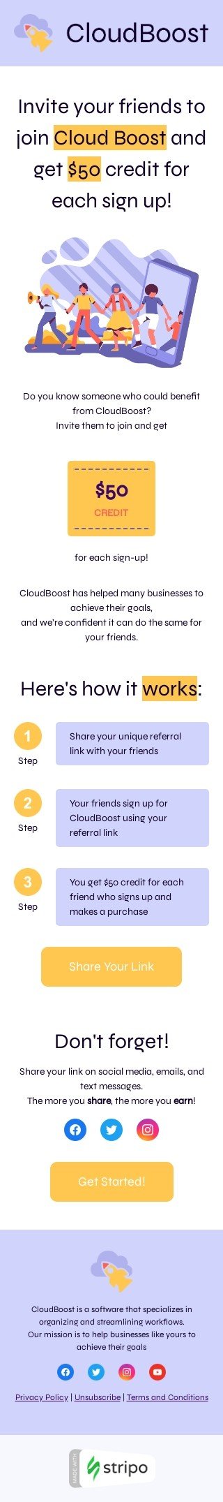 Refer friends, earn rewards! Email Template by Stripo.email