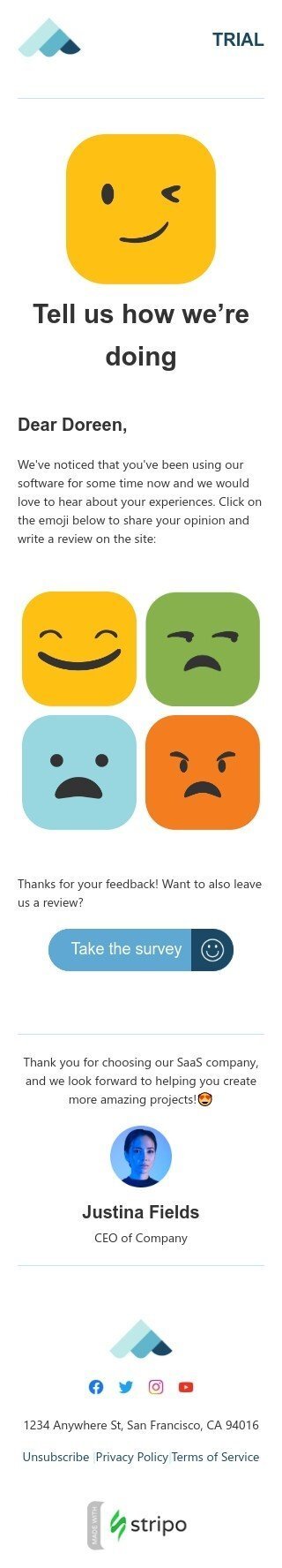 Your feedback matters! Email Template by :full_name — Stripo.email
