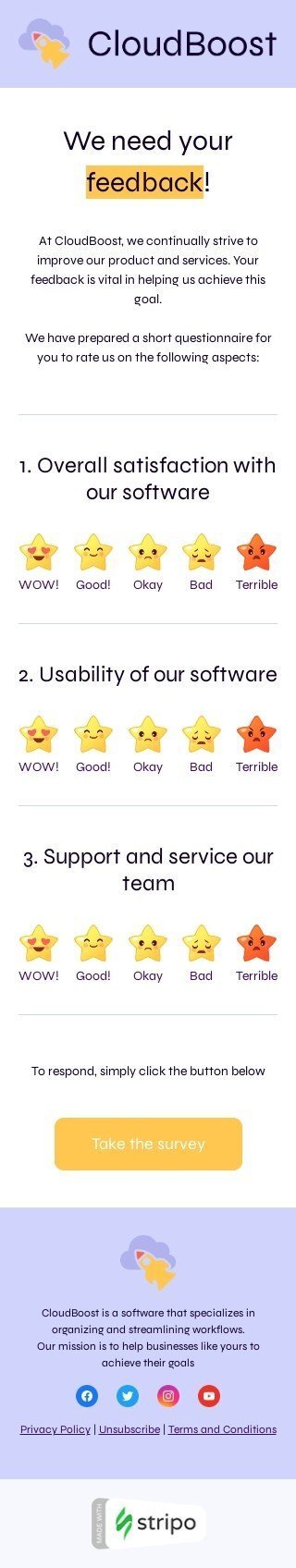 We need your feedback! Email Template by Stripo.email